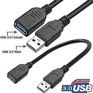 SAITECH IT 10 Pack 15cm Short USB 3.0 Male A to Female A Extension Cable 5GBps for Laptop/PC/Printers- Black