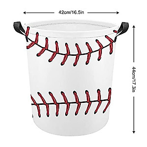 Softball Baseball Red Lace Funny Print Laundry Basket Clothes Hamper for Toy Storage
