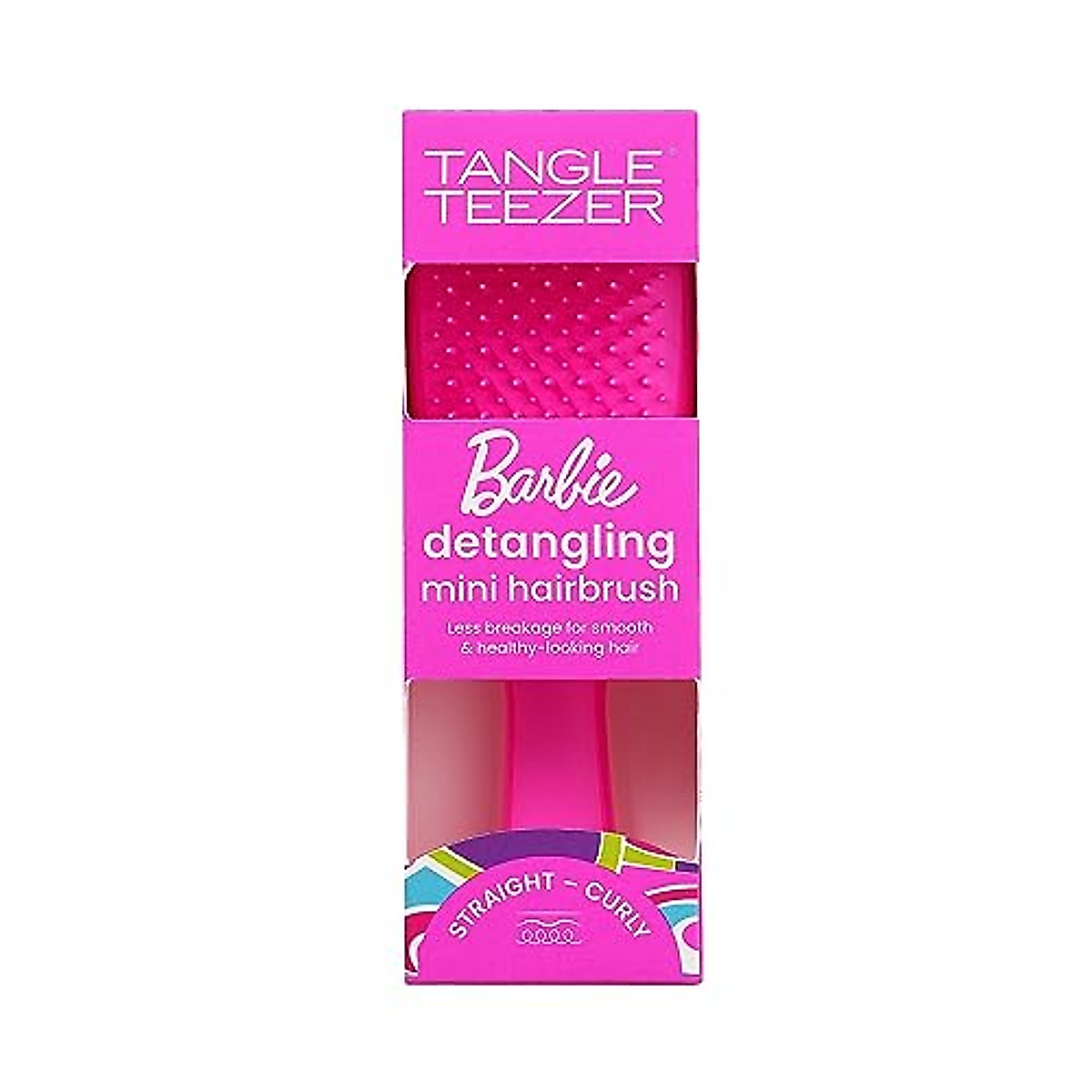 Tangle Teezer x Barbie The Mini Ultimate Detangling Brush, Dry and Wet Hair Brush Detangler for Traveling and Small Hands, Totally Pink