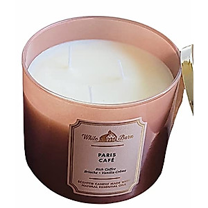 Bath & Body Works Paris Cafe White Barn Glass Scented 3 Wick Candle with Lid - Single