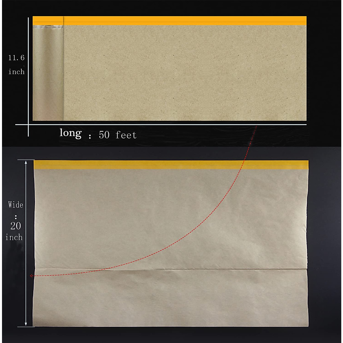 Tape and Drape, Paint Masking Paper, Pre-Taped Masking Paper for Painting, 2 Pack Car Protection Covering Paper, Paint Tape, for Car and Furniture, Floor.（Unfold 20 inch wide and 90 feet long）