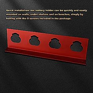 Battery Holder for Milwaukee M12,Battery Holder Battery Storage Holder for Milwaukee M12 6.0 Battery,High Strength Metal Wall Mount Rack With 4 Slots Perfect Organizers for Batteries Or Tools. (1)
