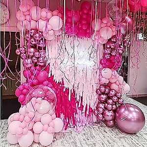 Pink Balloon Garland Arch Kit Hot Pink Metallic Rose Gold Silver Disco For Princess Theme Birthday Girl's Party Supplies Birthday Party Wedding Decoration