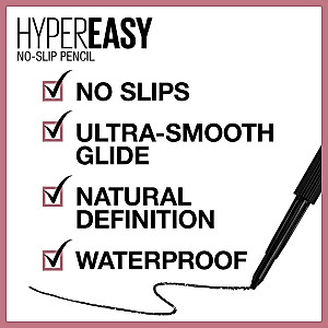 MAYBELLINE New York Eyestudio Hyper Easy No Slip Pencil, Black, 0.04 Oz, Pack of 2