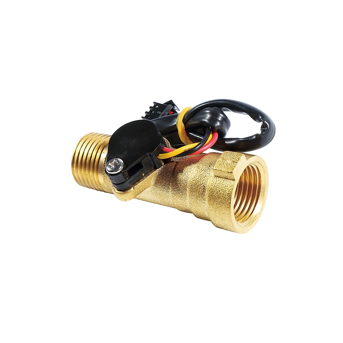GREDIA G1/2" Water Flow Sensor Thread Male to Female Brass Switch Hall Effect Liquid Flowmeter Fluidmeter Counter BSP 1-30L/Min（66 mm in Total Length）