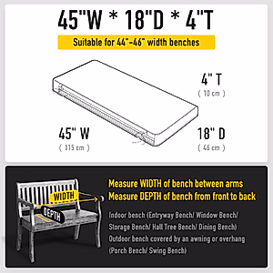 SUNROX DryFast Foam Outdoor Bench Cushion with DryMesh Drainage, All-Weather FadeShield Water Resistant Patio Furniture Cushions, Ultra Durable Low Maintenance Bench Seat Pads 45"x18" Cream