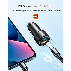 USB C Car Charger,THREEKEY 38W PD Car Charger Fast Charging, USB Type C Car Charger Adapter Cargador para Carro for iPhone 14 13 12 11,iPad Pro,Samsung Galaxy,LG,Google Pixel,Moto