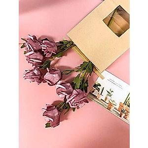 Cyblinia 50 Pack Brown Bakery Bags with Window Kraft Paper Bags Tin Tie Tab Lock Bags for Storing Cookie Dried Foods Snack