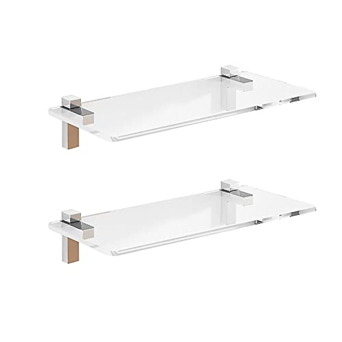 Set of 2 Invisible Wall Shelves Wall Mounted Display Shelf，Clear Acrylic Wall Shelf,Floating Shelves for Living Room ,Bedroom,Bathroom,Kitchen,Flower Stand,Office
