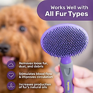 Hertzko Soft Pet Brush With Pins For Dogs, Cats - The Ultimate Dog Brush, Remove Fur, Loose Hair - Comb For Grooming Long Haired & Short Haired Dogs, Cats, Rabbits & More, Deshedding Tool, Cat Brush