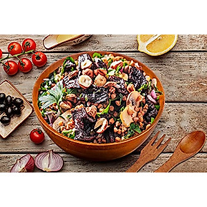 Wooden Salad Bowl Serving Set - Handcrafted Hardwood Bowl and Salad Fork / Spoon Serving Utensils - 11.5" Diameter x 6" Multipurpose for Prepping and Serving Salads, Use with Hot or Cold Food – 144 oz