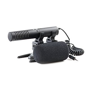Azden SMX-20 Compact High-Performance Directional Stereo mic with stereo mini-plug output cable, windscreen and shock-mount holder