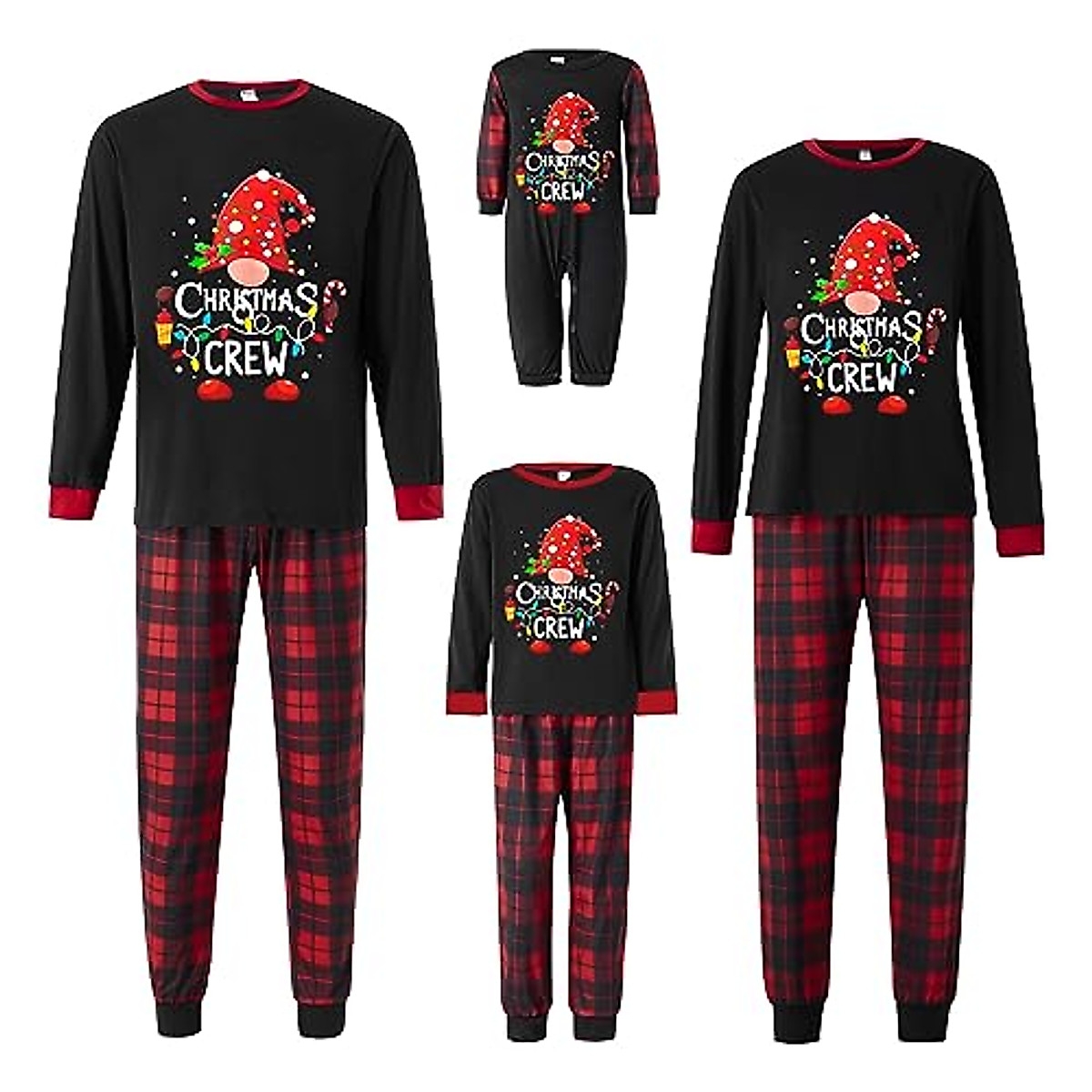 Awoscut Christmas Family Matching Pajamas Sets Christmas PJ's Letter Print Top and Plaid Pants Jammies Sleepwear (#b-6, Baby, 6 Months)