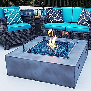 yukang Redeo Fire Pit Glass Wind Guard, 20" x 20" Square Fire Pit Clear Tempered Glass Guard for Propane Fire Pit, Outdoor Fire Pit Table - 8 mm Thickness