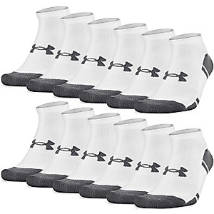 Under Armour Adult Resistor 3.0 No Show Socks, Multipairs , White/Graphite (12-Pairs) , Medium
