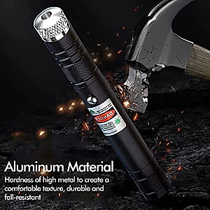 Cyahvtl Laser Pointer, 2000 Metres Green Long Range High Power Handheld Flashlight, Rechargeable Laser Pointer for USB, with Star Cap Adjustable Focus Suitable for Projecto