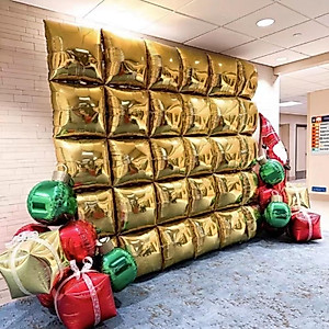 Orgnafey Mylar Metallic Gold Flat Square Foil Balloons Wall Tunnel Background Double Sided Chrome Gold&Silver Balloon Arch Garland Kit For Birthday Graduation Anniversary Party Backdrop Decorations