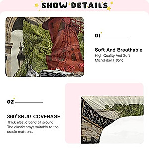 Vintage Paris Car Crib Sheets for Baby Soft and Breathable Baby Crib Sheets Machine Washable Pack and Play Sheets for Kid Girl Boy