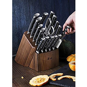 Cangshan S Series 1024043 German Steel Forged 17-Piece Knife Block Set, Walnut