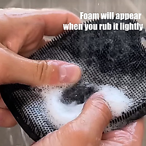 Exfoliating Silicone Body Scrubber,with Ergonomic No-Slip Handle,Cleaning and Massage Your Skin, Easy to Hold and Hang, Hygienic and Long-lastin (Black)