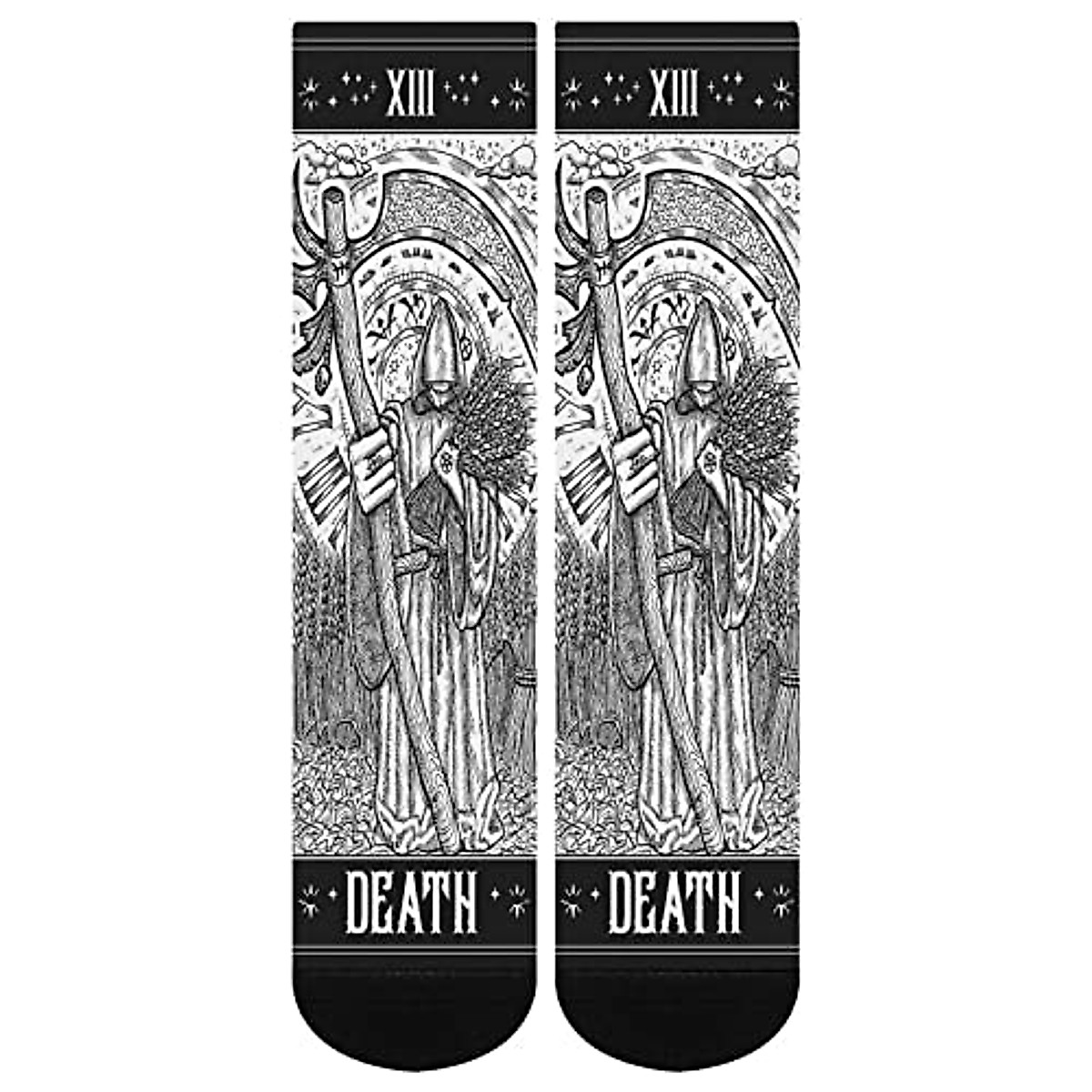 MYSTCOVER Tarot Card Death Socks for Women Socks for Men Crew Socks for Boys Mid Socks for Girls Stocking Stuffers for Teens Casual Athletic Sport Dress Socks