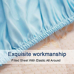 SONORO KATE Bed Sheet Set Super Soft Microfiber 1800 Thread Count Luxury Egyptian Sheets 16-Inch Deep Pocket，Wrinkle -3 Piece (Spa Blue, Twin XL)