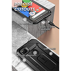 SUPCASE Unicorn Beetle Pro Series Case for Google Pixel 4A (2020 Release), Full-Body Rugged Holster Case with Built-in Screen Protector (Black)