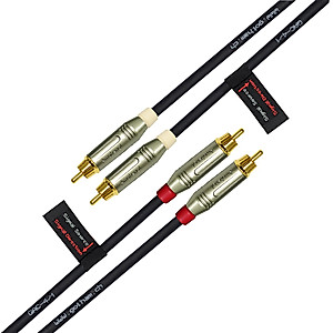 4 Foot RCA Cable Pair - Gotham GAC-4/1 (Black) Star-Quad Audio Interconnect Cable with Amphenol ACPR Die-Cast, Gold Plated RCA Connectors - Directional