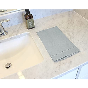 CleverDelights Gray Hemstitched Hand Towels - 6 Pack - 14" x 22" - 55/45 Linen Cotton Blend