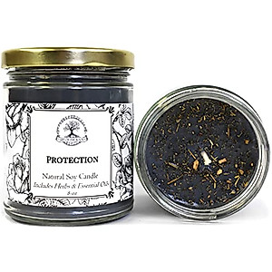 Protection Soy Herbal Candle 9oz | Negativity, Psychic Attacks & Evil Intentions | Wiccan Pagan Hoodoo Conjure