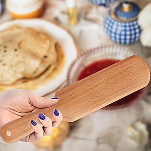 Mutochy Crepe Spreader and Spatula Kit,Professional Crepe Pan Maker Tools,Soft and Flexible to Fit Any Crepe Pan Maker,Crepes Spreader Set,Crepe Spatula Set,Crêpe Spatula,Wood Crepe Utensils (12“)