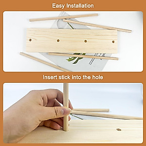 AIHSUMC Wooden Ribbon Rack Storage, 2 Pcs Ribbon Organizer Spool Holders, Washi Tape Organizer Wire Spool Stand Holder for Sewing Craft Mesh Thread Tape Wreath Crochet Roll Florist Arts Wrapping Gift