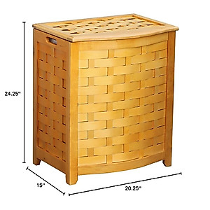 Oceanstar BHV0100N Bowed Front Veneer Laundry Wood Hamper, Natural Finished
