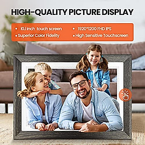 Frameo 10.1 Inch WiFi Digital Picture Frame, 1920 * 1200 FHD Resolution Digital Photo Frame, Free Storage - Gift Guide for Mother's Day