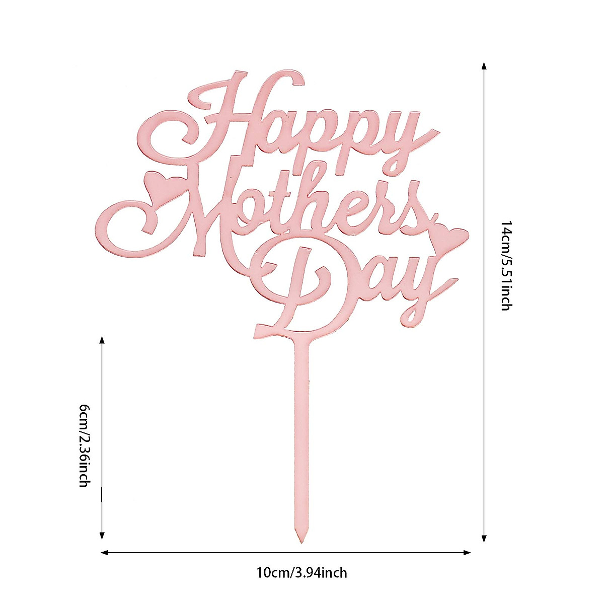 Mother's Day Cake Topper, 10pcs Acrylic Happy Mother's Day Cupcake Topper for Birthday Mother's Day Cake Party Decoration Supplies (Pink -1)