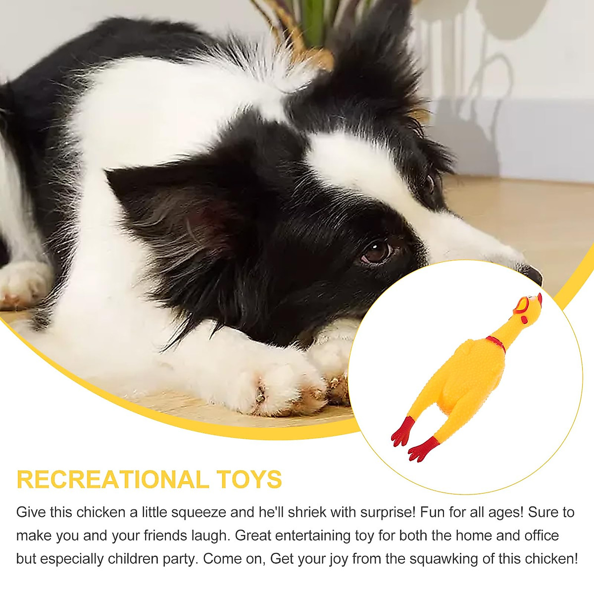 NUOBESTY Yellow Rubber Chicken Novelty Screaming Chicken Prank Yellow Rubber Squawking Chicken Noise Maker Funny Rubber Chicken Pet Toy, 6 Pack