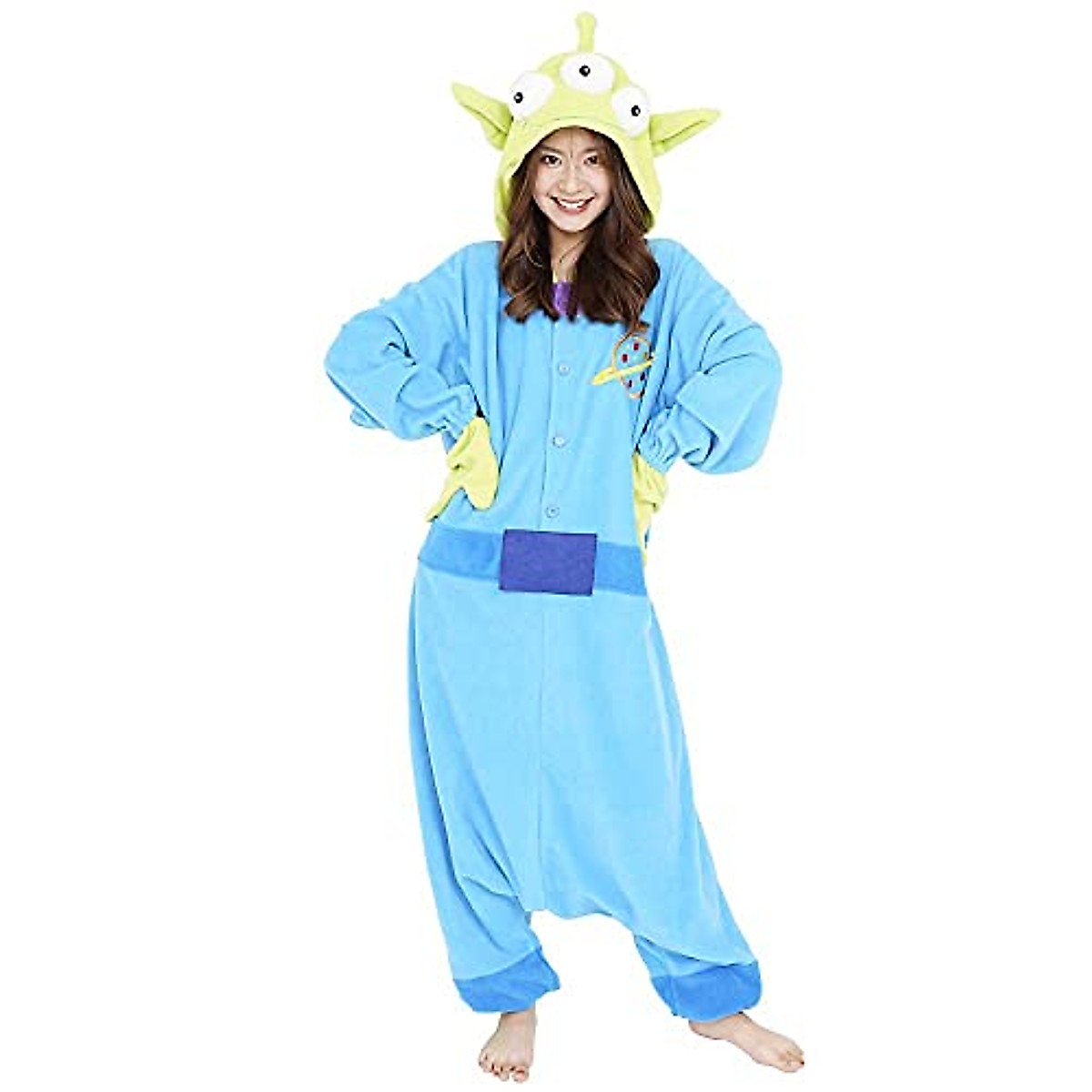 SAZAC Little Green Man Kigurumi - Onesie Jumpsuit Halloween Costume (Adults)