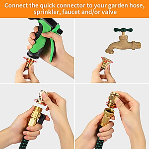 Garden Hose Quick Connect Solid Brass Garden Hose Connector Water Hose Connectors Easy Connect Fittings Standard 3/4 inch GHT, 4 Complete Sets female & Male, Free Washers & Gaskets