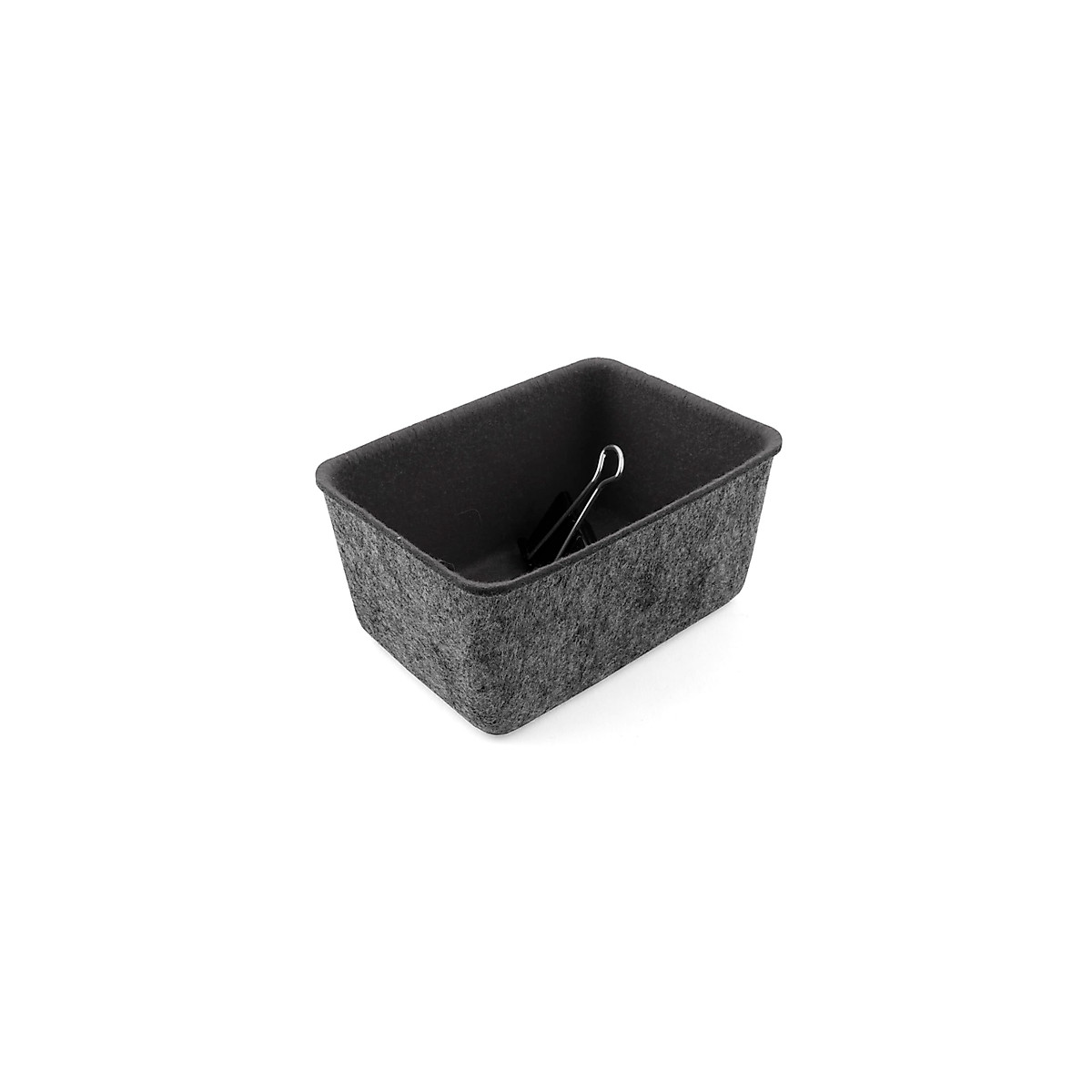 Three by Three Seattle Felt·Like·It! 6x4x2.5 Inch Felt Storage Bin for Office, Craft Room, Classroom, Living Room, Bedroom Storage, 3 Pack (Charcoal)