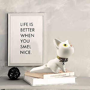 Bamboo's Grocery Cute Cat Door Stopper,Works on All Surfaces, Non Scratching, Strong Grip (White)