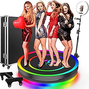 Upgrade 360 Slow Spin Motion Photo Booth 360 Photo Booth Machine for Parties 100cm 40'' with Flight Case 5 People Stand on Remote Control 360 Selfie Camera Photobooth Wedding Birthday