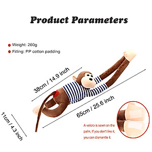 HWD Cute Long-Armed Plush Monkey Doll, 25.6'' Soft Stuffed Animals Toy Gifts for Kids, Toddler, Birthday (Brown)