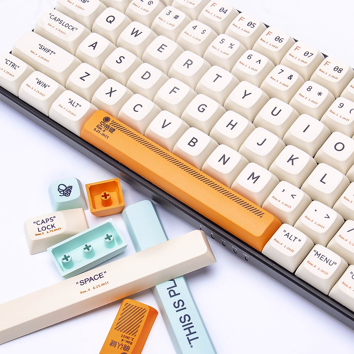 Tokey 144 Keys Set XDA Profile Custom Keycaps PBT Dye Sublimation ANSI Layout Keycaps Set for Gateron Kailh Cherry MX Switches Mechanical Gaming Keyboards (Plastic Theme)