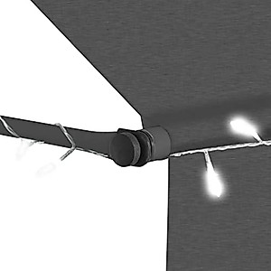 vidaXL Manual Retractable Awning with LED 98.4" Anthracite