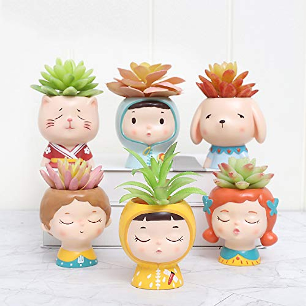 MileHouse Cartoon Figure Plants Planter Pot, Desktop Decorative Ceramic Flower Pot, Handicraft Bonsai Planters 6