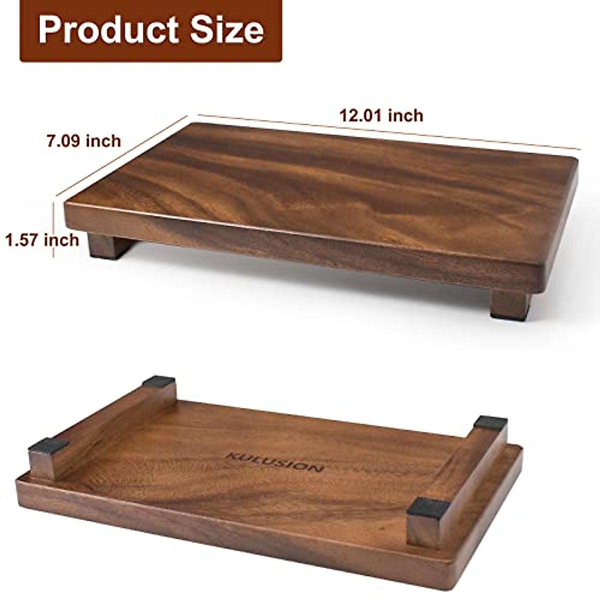 Wood Riser for Display Walnut Wood Pedestal Stand, Farmhouse Decor Soap Tray, Displays Your Plant Bottles Candles for Your Home Kitchen (Large, 12 x 7.1 x1.57Inch)