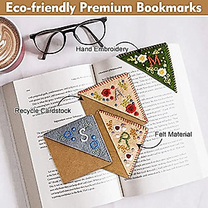 4PCS Personalized Hand Embroidered Corner Bookmark Easter Gift Cute Flower Embroidered Corner Bookmark Embroidery Book Marker Clip for Book Lovers Bookmarks for Meaningful Gift（All Seasons）