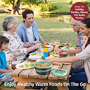 Pinnacle Insulated Casserole Dish with Lid 3 pc Set 2.6/2/1 qt. Hot Pot Food Warmer/Cooler –Thermal Soup/Salad Serving Bowl- Stainless Steel Hot Food Container–Best Gift Set for Moms –Holidays Green