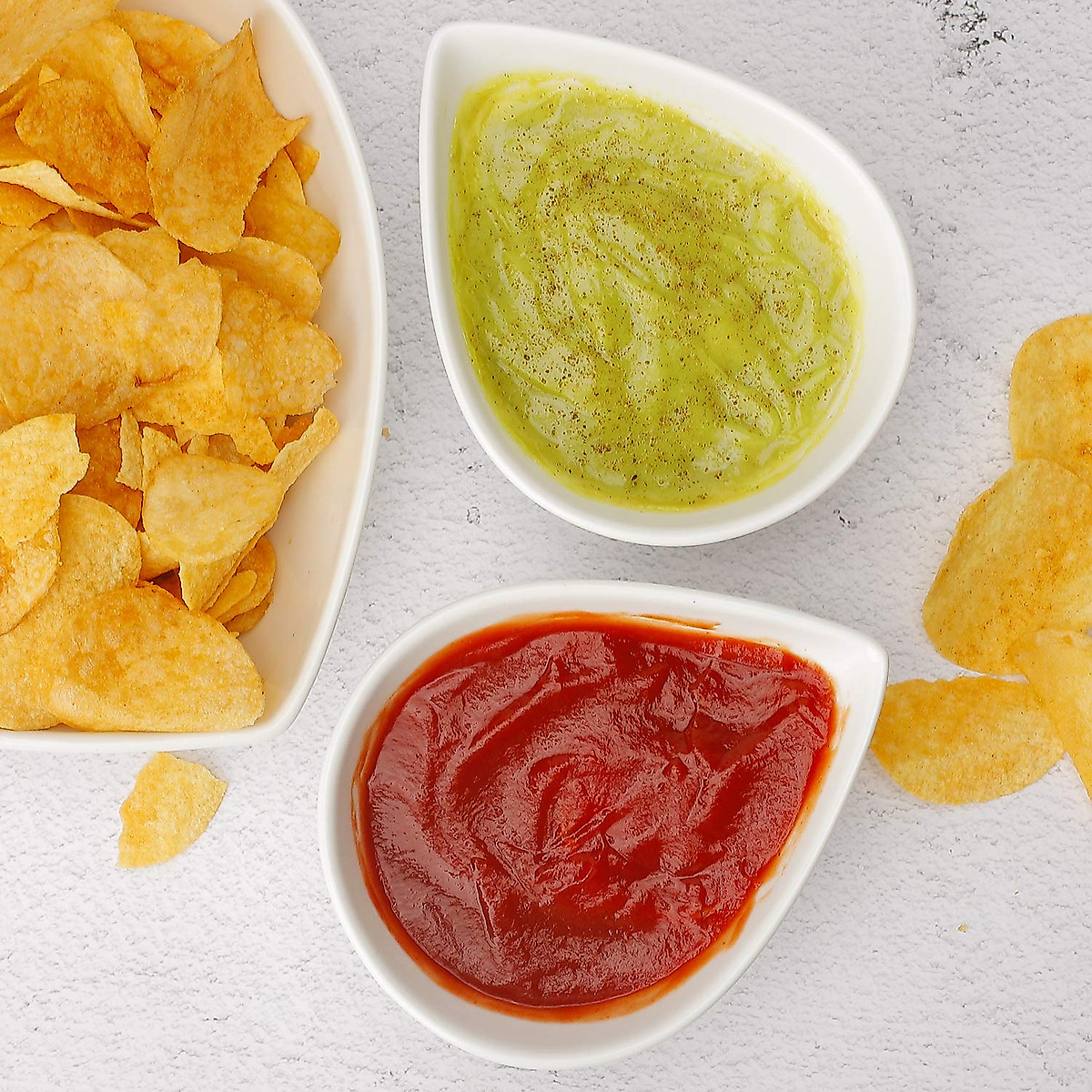 Keponbee Sauce Bowl for Dipping, Cute White Ceramic Dessert Bowls Set of 6 for Side Dish/Soup/Fruits/Nuts, 8oz/pc