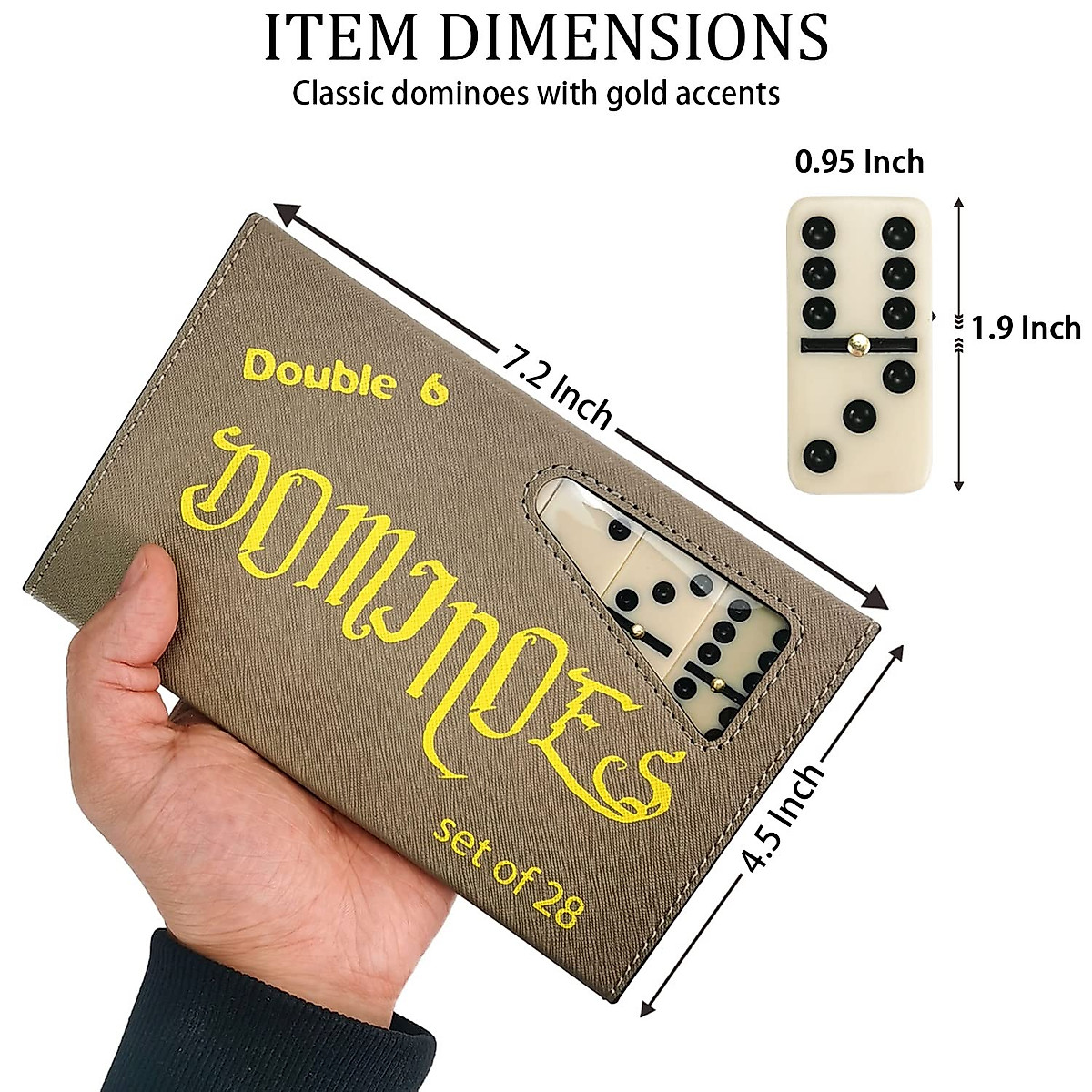 VovoGeratto Classic Dominoes Game Set, Dominoes Double 6, Premium Dominoes Set for Adults Professional, Ideal for 2-4 Players Family Game, 28 Pieces